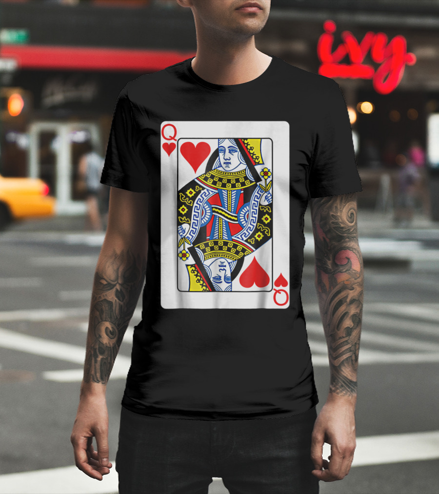 Queen Of Hearts Playing Card Poker T-Shirt