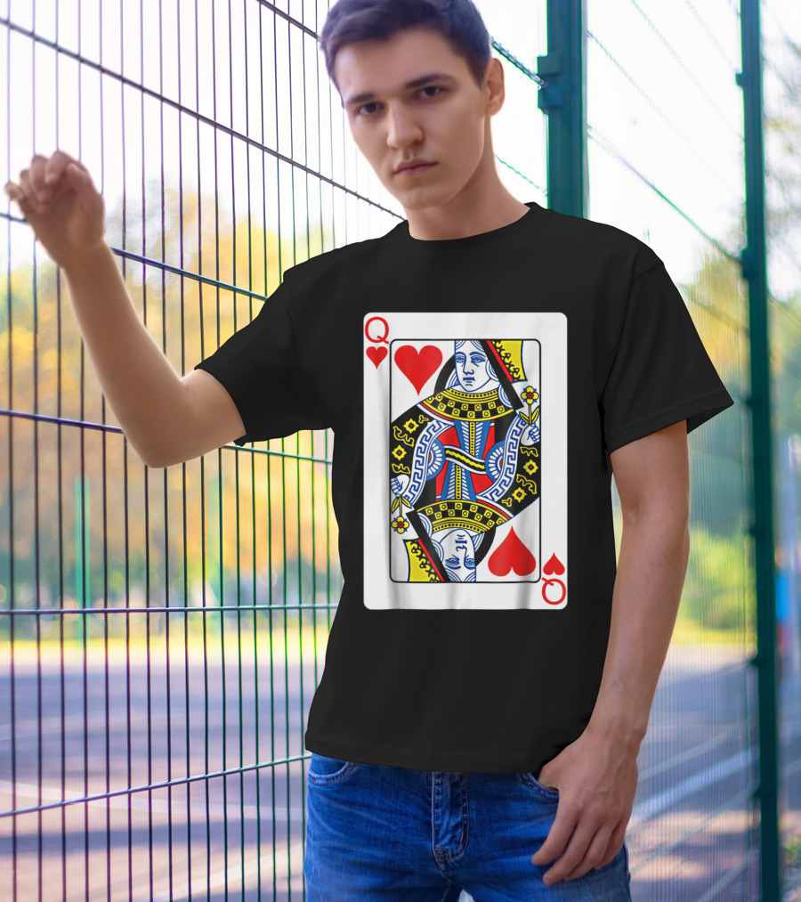 Queen Of Hearts Playing Card Poker T-Shirt