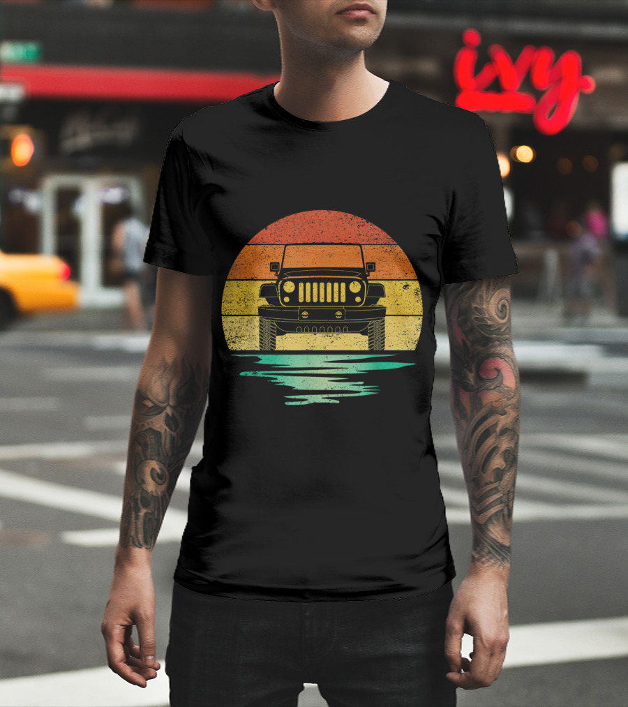 Vintage Sunset Jeep Off Road Adventure T-Shirt