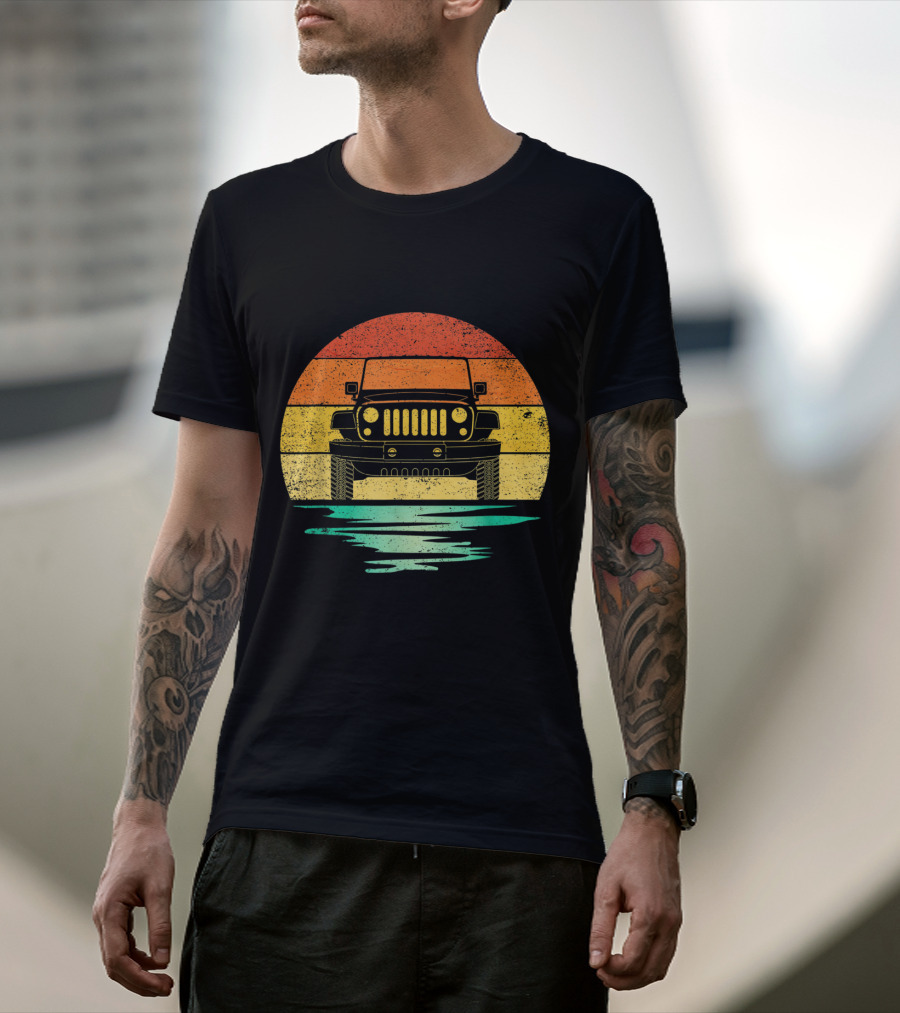 Vintage Sunset Jeep Off Road Adventure T-Shirt
