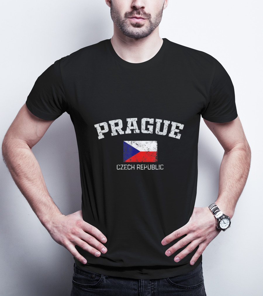 Prague Czech Republic Flag Vintage T-Shirt