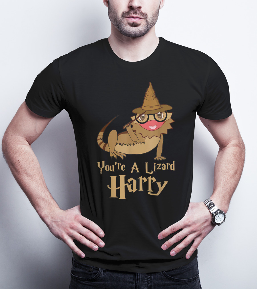 You're A Lizard Harry Funny Bearded Dragon Wizard Hat Glasses T-Shirt