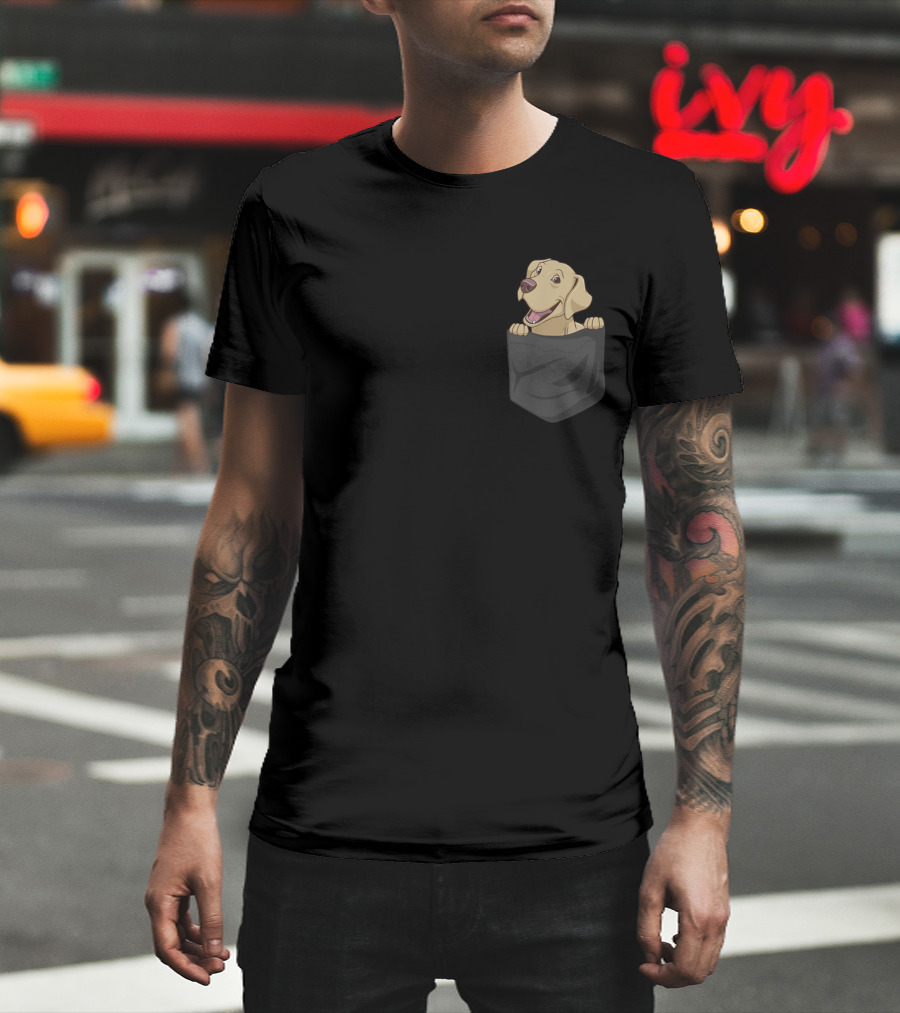 Cute Labrador Retriever Puppy In Pocket T-Shirt