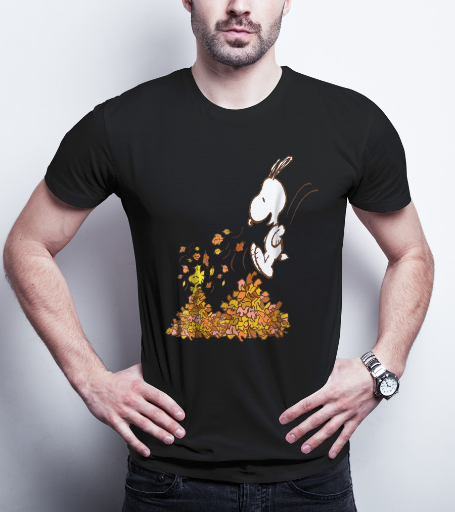 Funny Snoopy Jumping Into Leaves Peanuts Charlie Brown T-Shirt