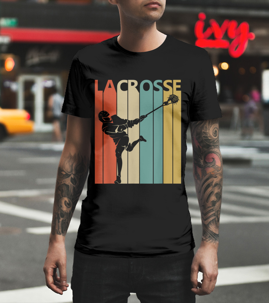 Vintage Lacrosse Retro Stripes T-Shirt
