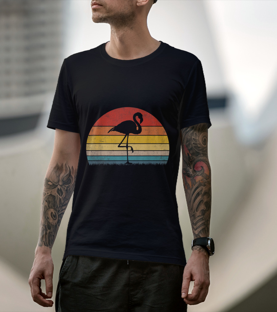 Vintage Sunset Trendy Animal Flamingo T-Shirt