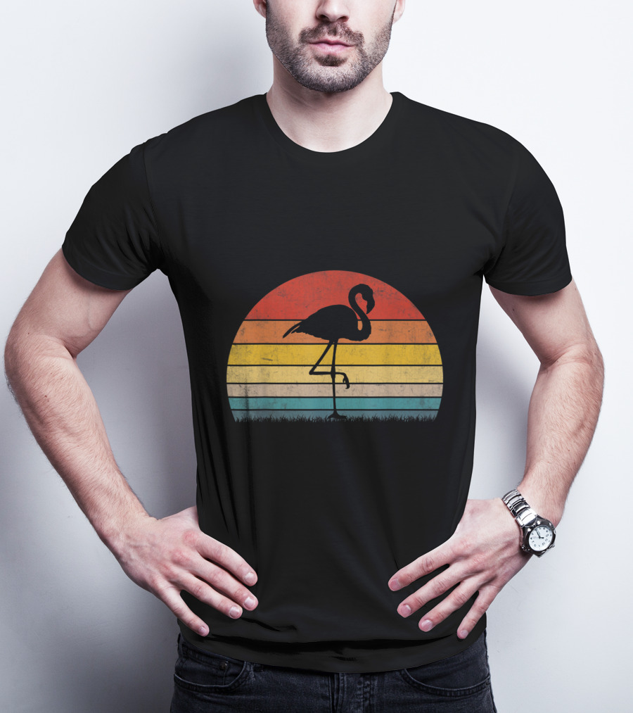 Vintage Sunset Trendy Animal Flamingo T-Shirt
