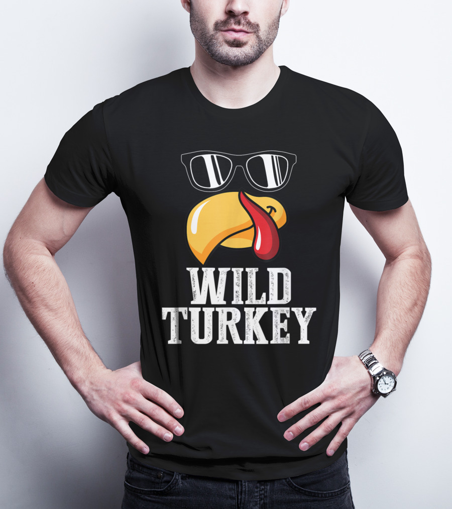 Wild Turkey Funny Sunglasses Tongue Thanksgiving Turkey Lover T-Shirt