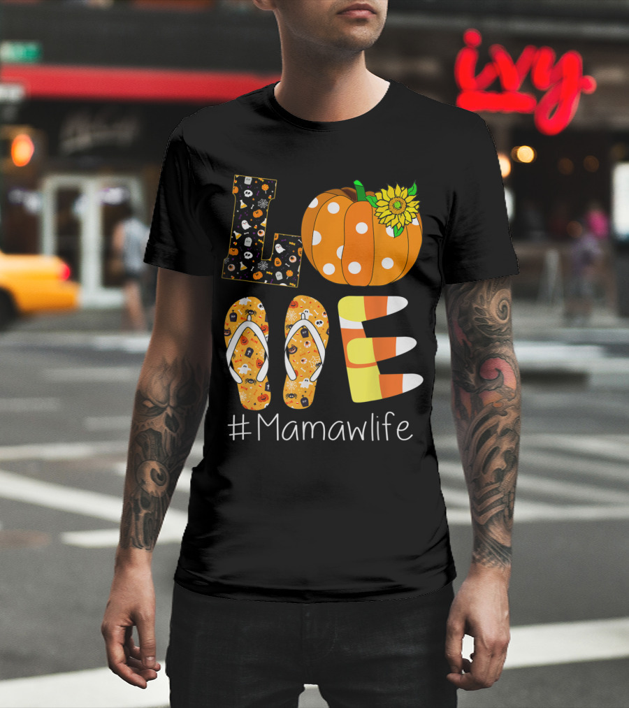 Love Pumpkin Sunflower Mamaw Life Halloween T-Shirt
