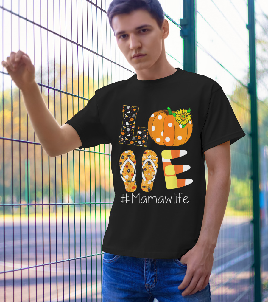 Love Pumpkin Sunflower Mamaw Life Halloween T-Shirt