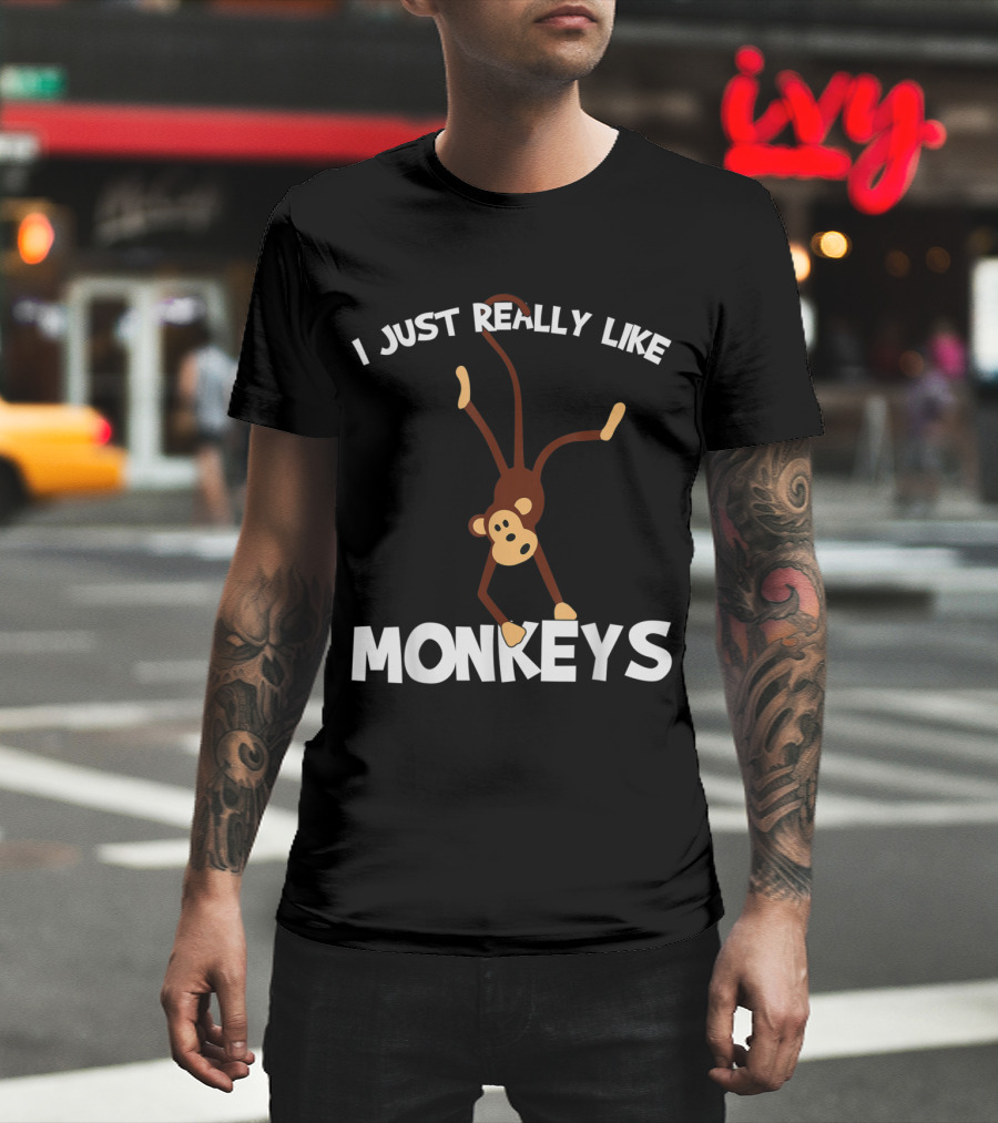 I Just Really Like Monkeys Playful Monkey Handstand T-Shirt
