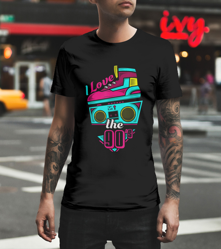 I Love The 90s Boombox And Sneaker Retro Party T-Shirt