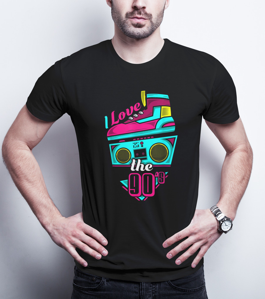 I Love The 90s Boombox And Sneaker Retro Party T-Shirt