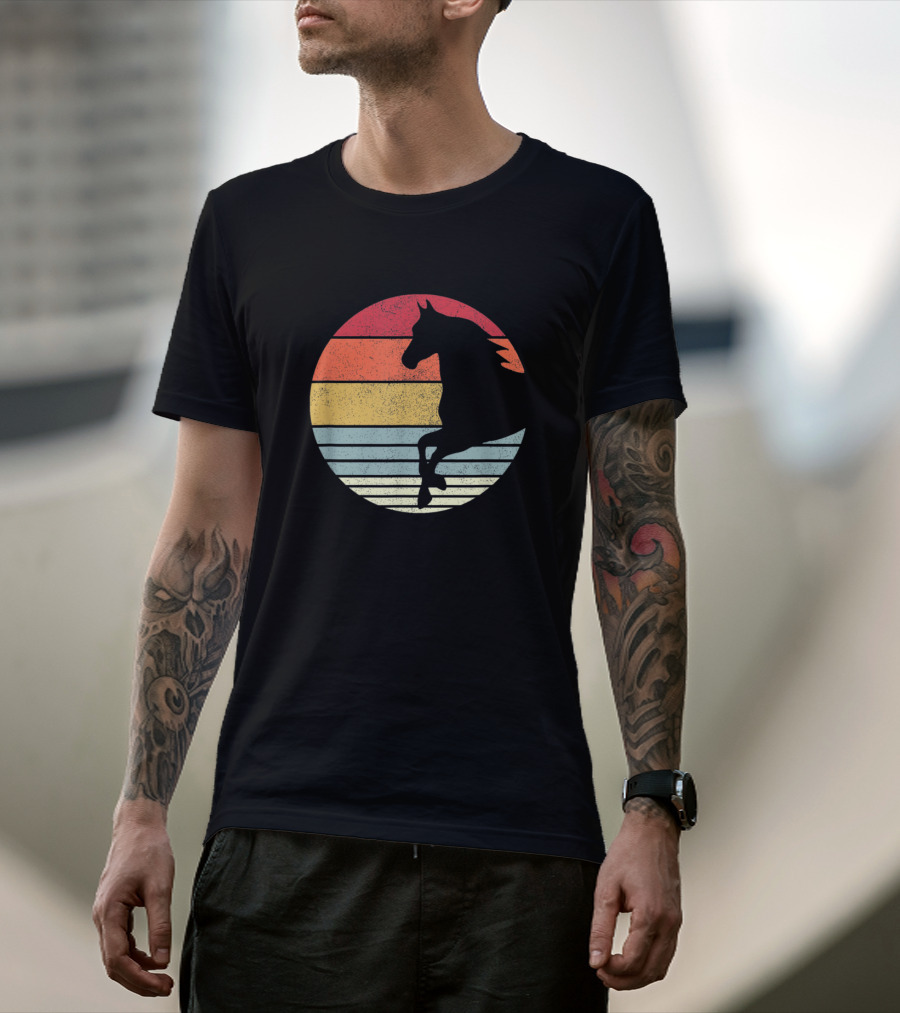 Vintage Riding Horses Retro Sunset T-Shirt