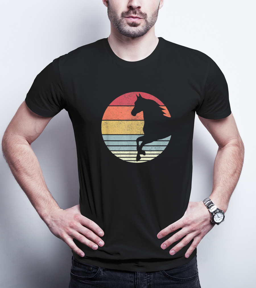 Vintage Riding Horses Retro Sunset T-Shirt