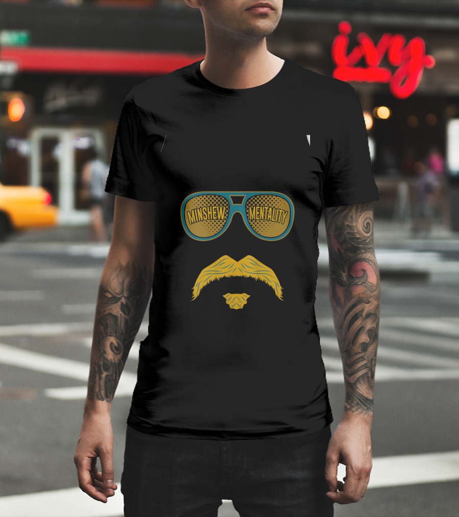 Minshew Mentality Sunglasses Mustache Iconic Look T-Shirt