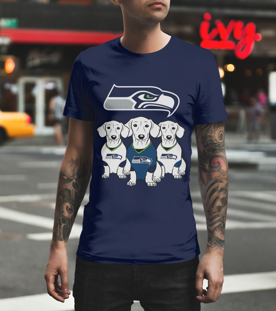 Seattle Seahawks Dachshund Dogs Football T-Shirt