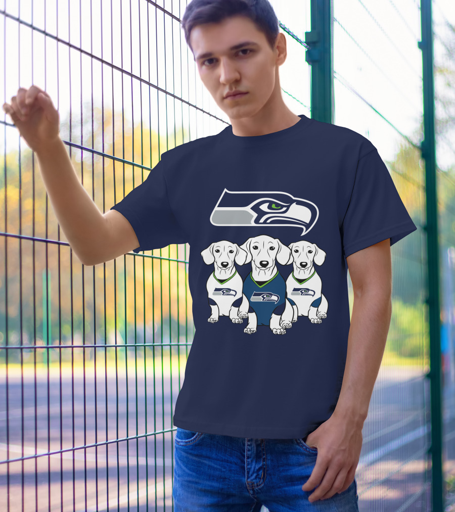Seattle Seahawks Dachshund Dogs Football T-Shirt