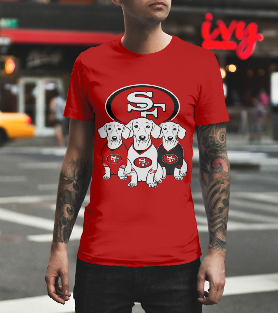 San Francisco 49ers Dachshund Dog Trio T-Shirt