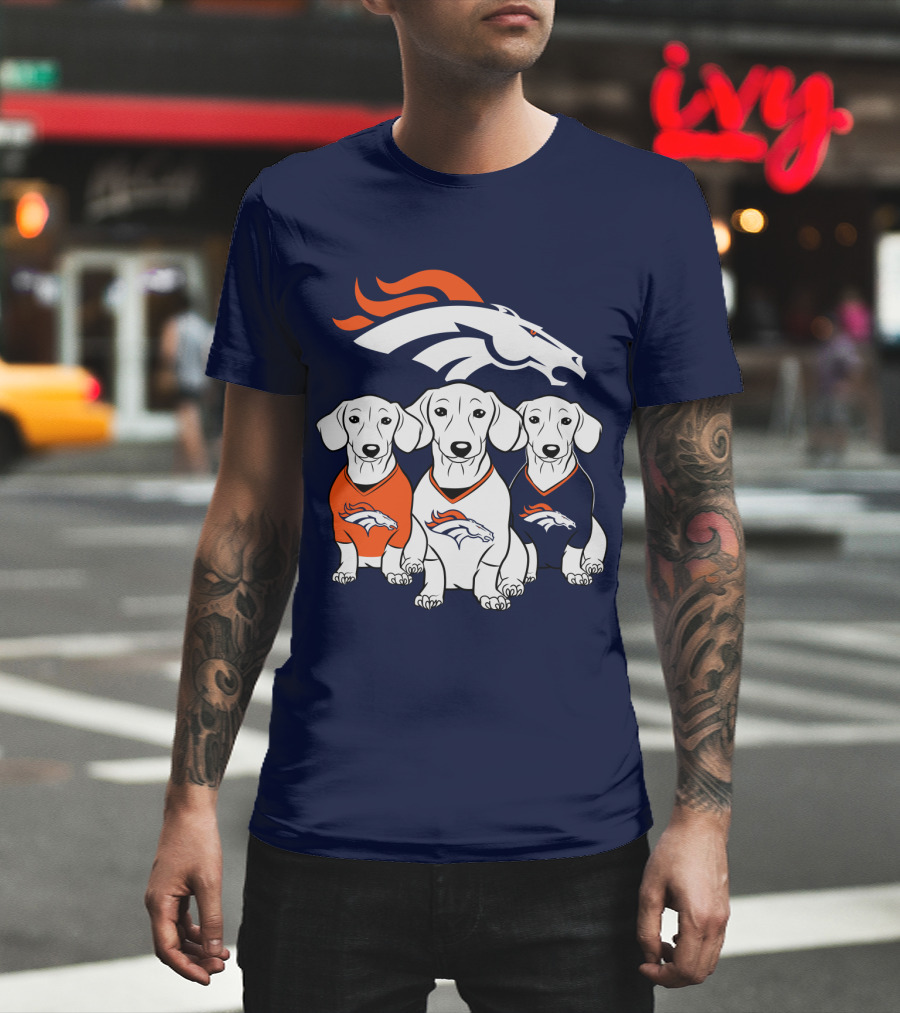Denver Broncos Dachshunds Trio T-Shirt