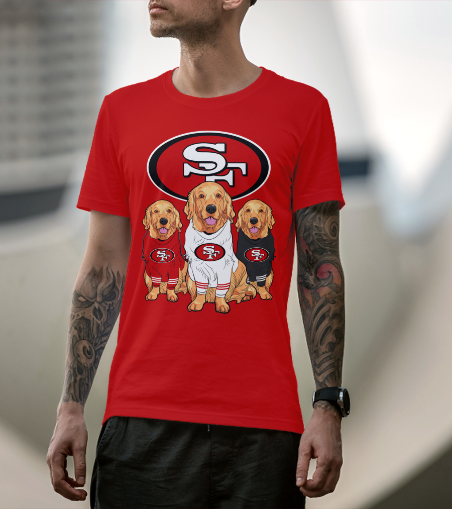 San Francisco 49ers NFL Golden Retriever Dogs Team T-Shirt