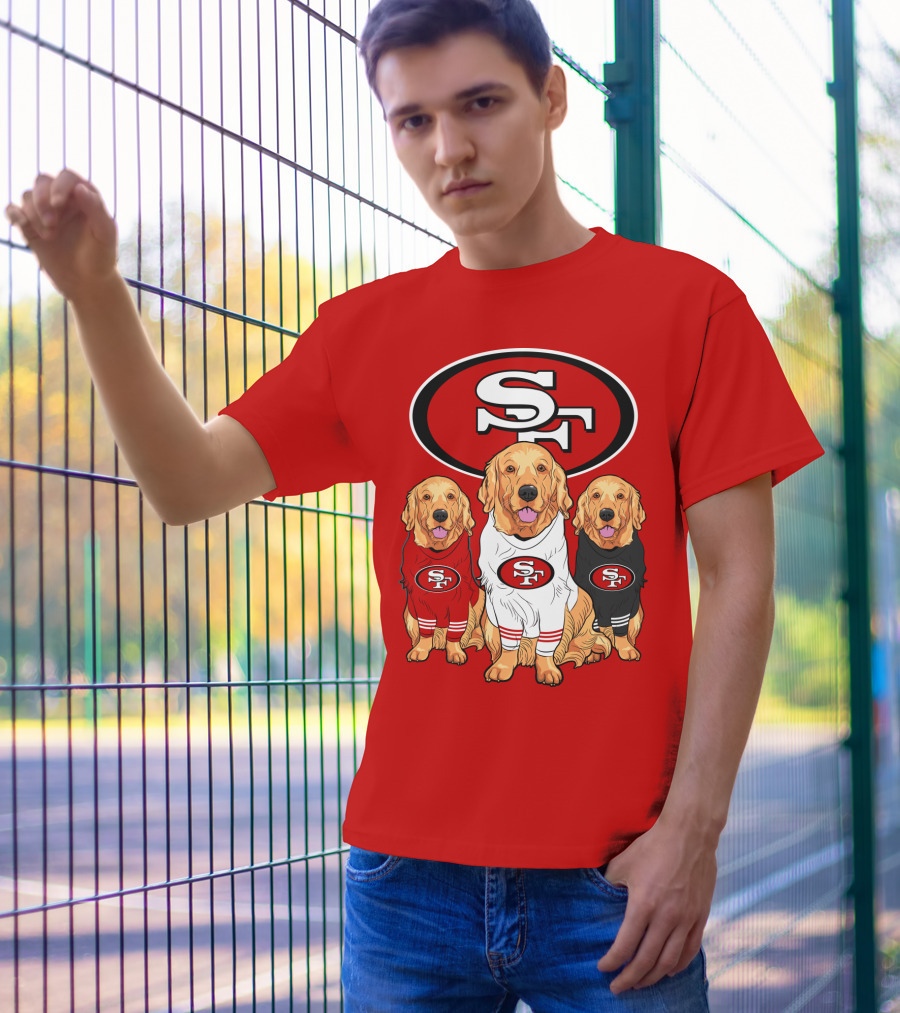 San Francisco 49ers NFL Golden Retriever Dogs Team T-Shirt