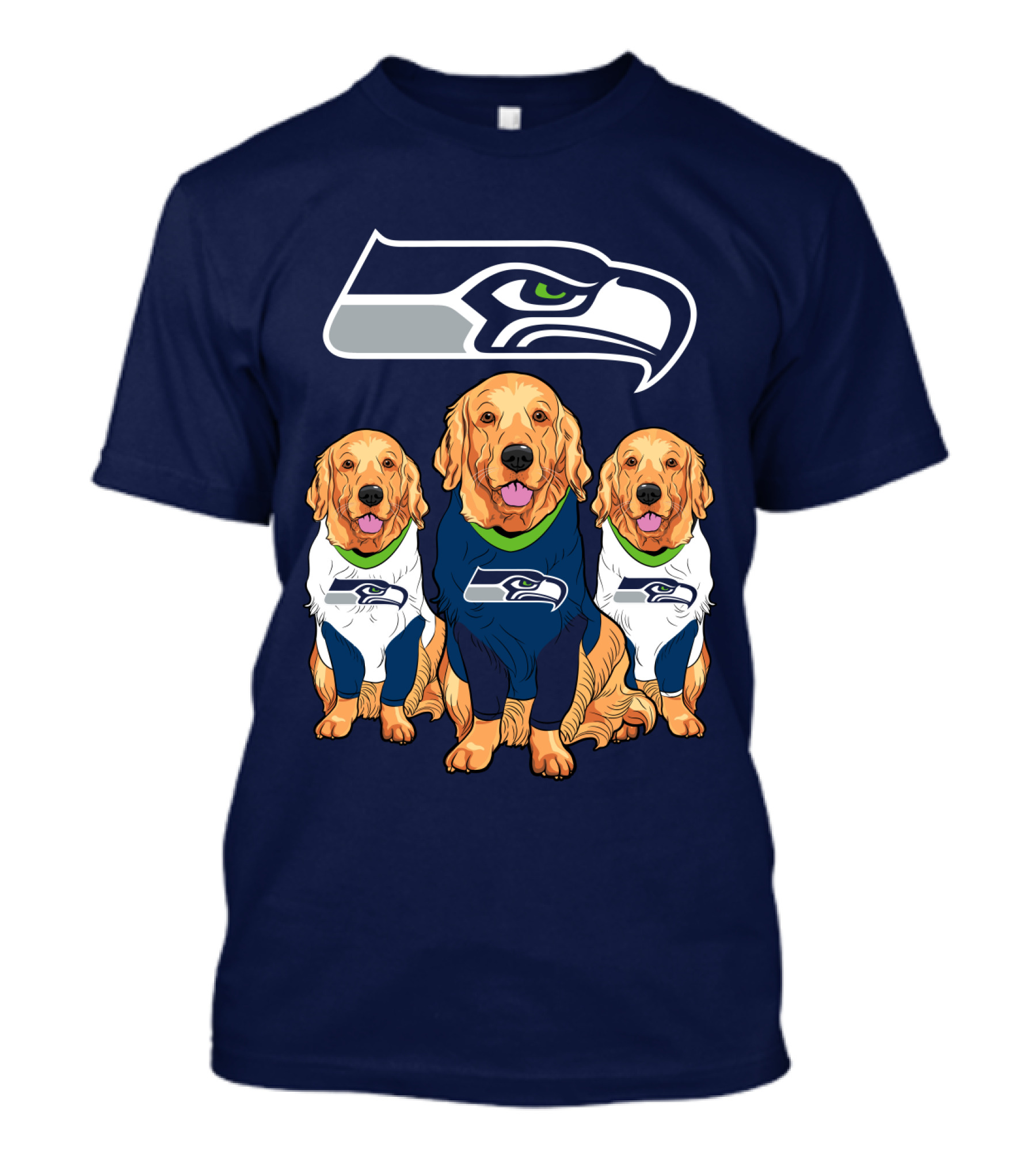 Seahawks Golden Retrievers Dogs In Team Jerseys T-Shirt