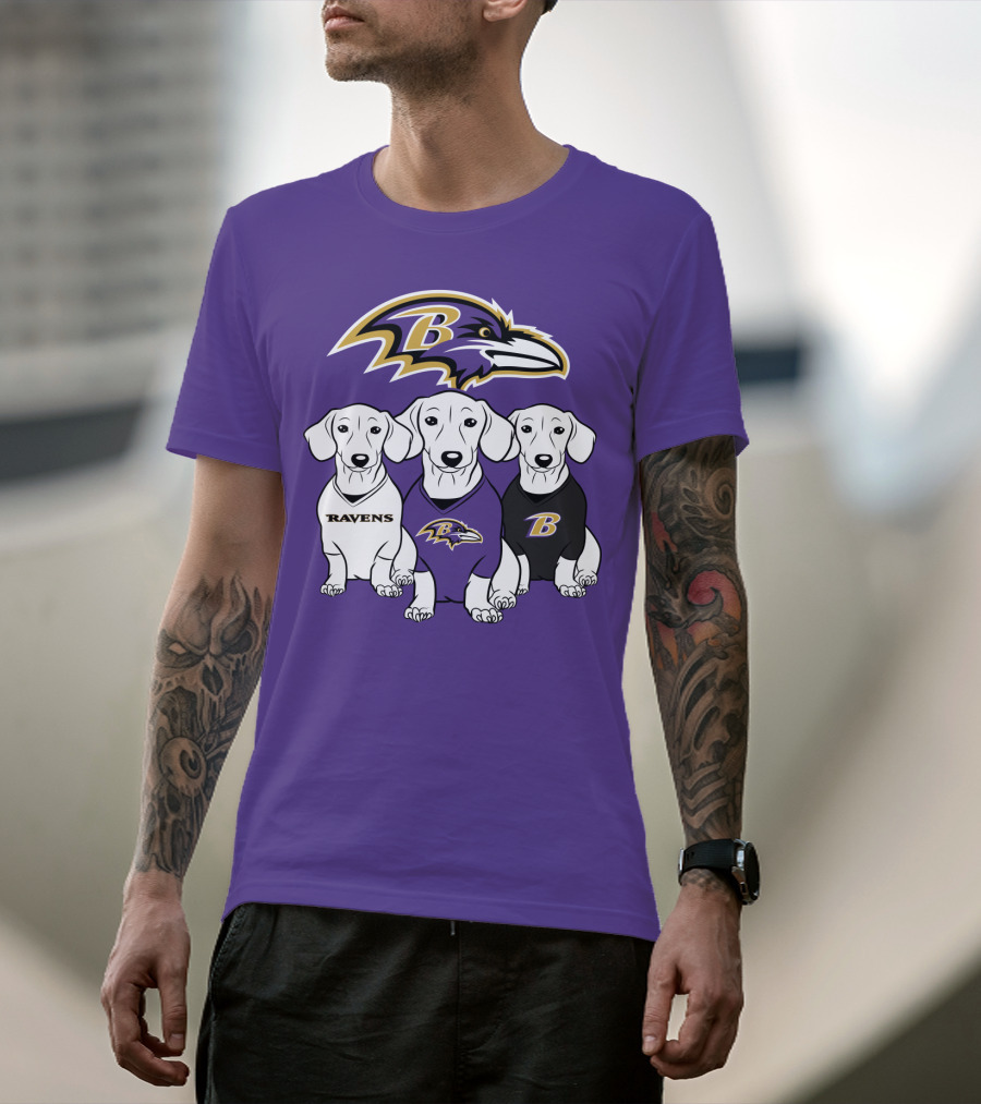 Baltimore Ravens Ravens Dachshund  Dog Trio T-Shirt