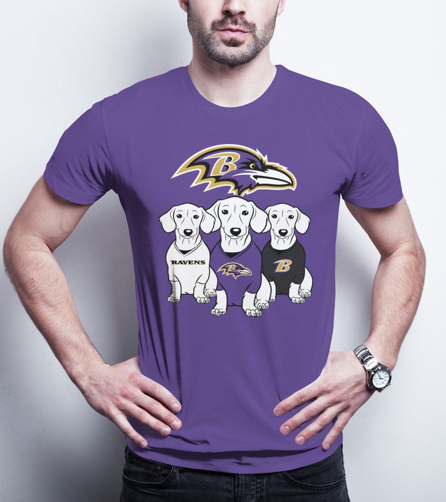 Baltimore Ravens Ravens Dachshund  Dog Trio T-Shirt