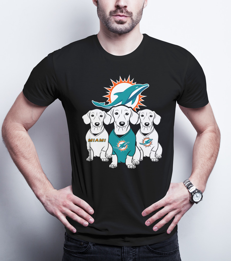 Miami Dolphins Dachshund Dogs T-Shirt
