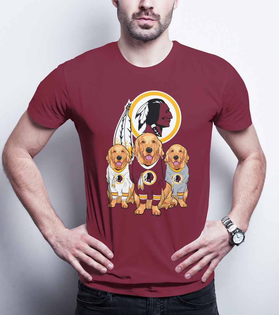 Three Golden Retrievers In Washington Football Team Jerseys T-Shirt