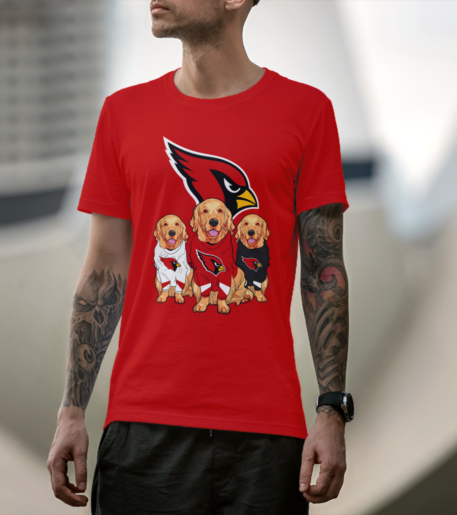 Arizona Cardinals Golden Retrievers Red Uniforms T-Shirt