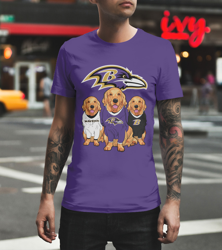 Baltimore Ravens Golden Retrievers T-Shirt