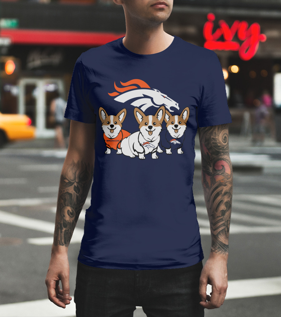 Denver Broncos Corgi Trio T-Shirt