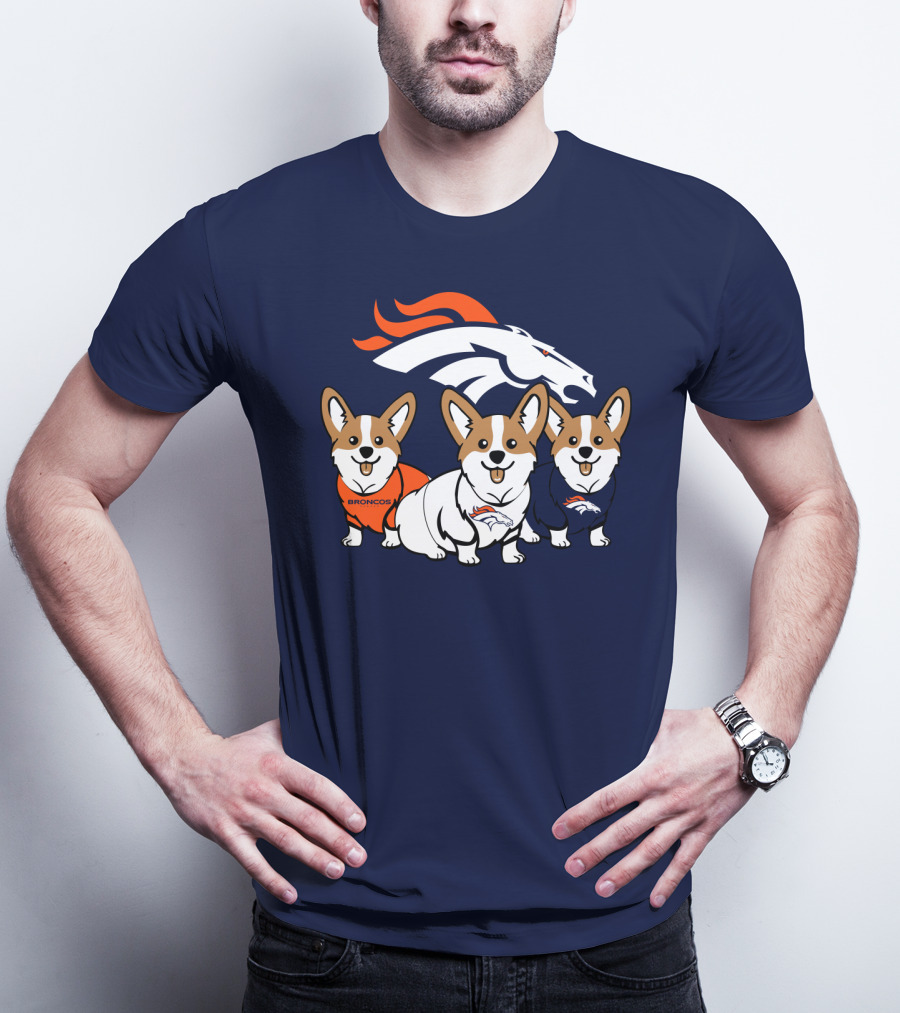 Denver Broncos Corgi Trio T-Shirt