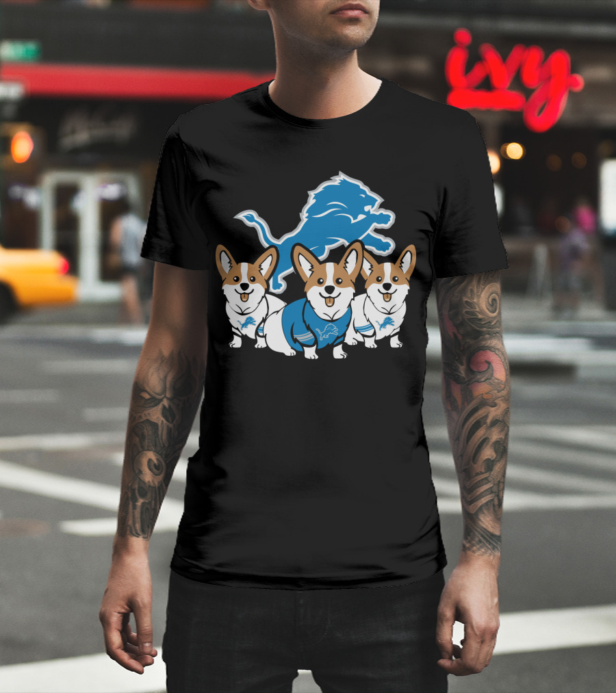 Detroit Lions Corgi Trio T-Shirt