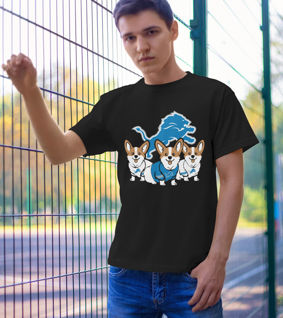 Detroit Lions Corgi Trio T-Shirt