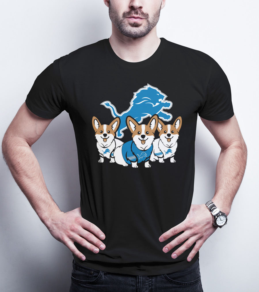 Detroit Lions Corgi Trio T-Shirt