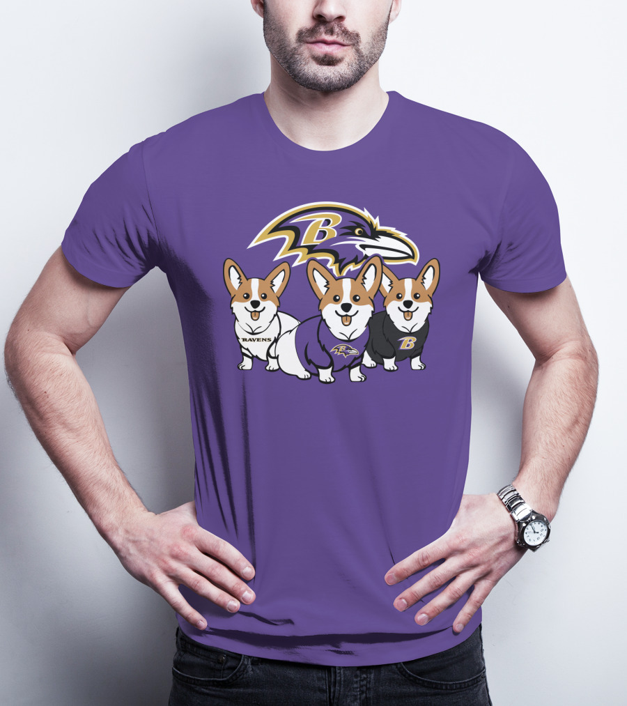 Baltimore Ravens Corgi Trio T-Shirt