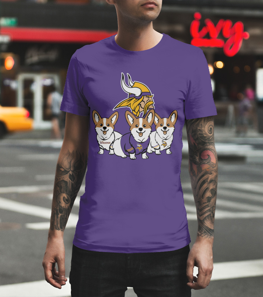 Minnesota Vikings Corgi Trio T-Shirt