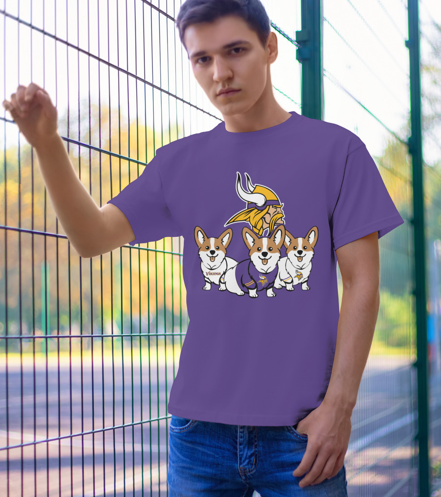 Minnesota Vikings Corgi Trio T-Shirt