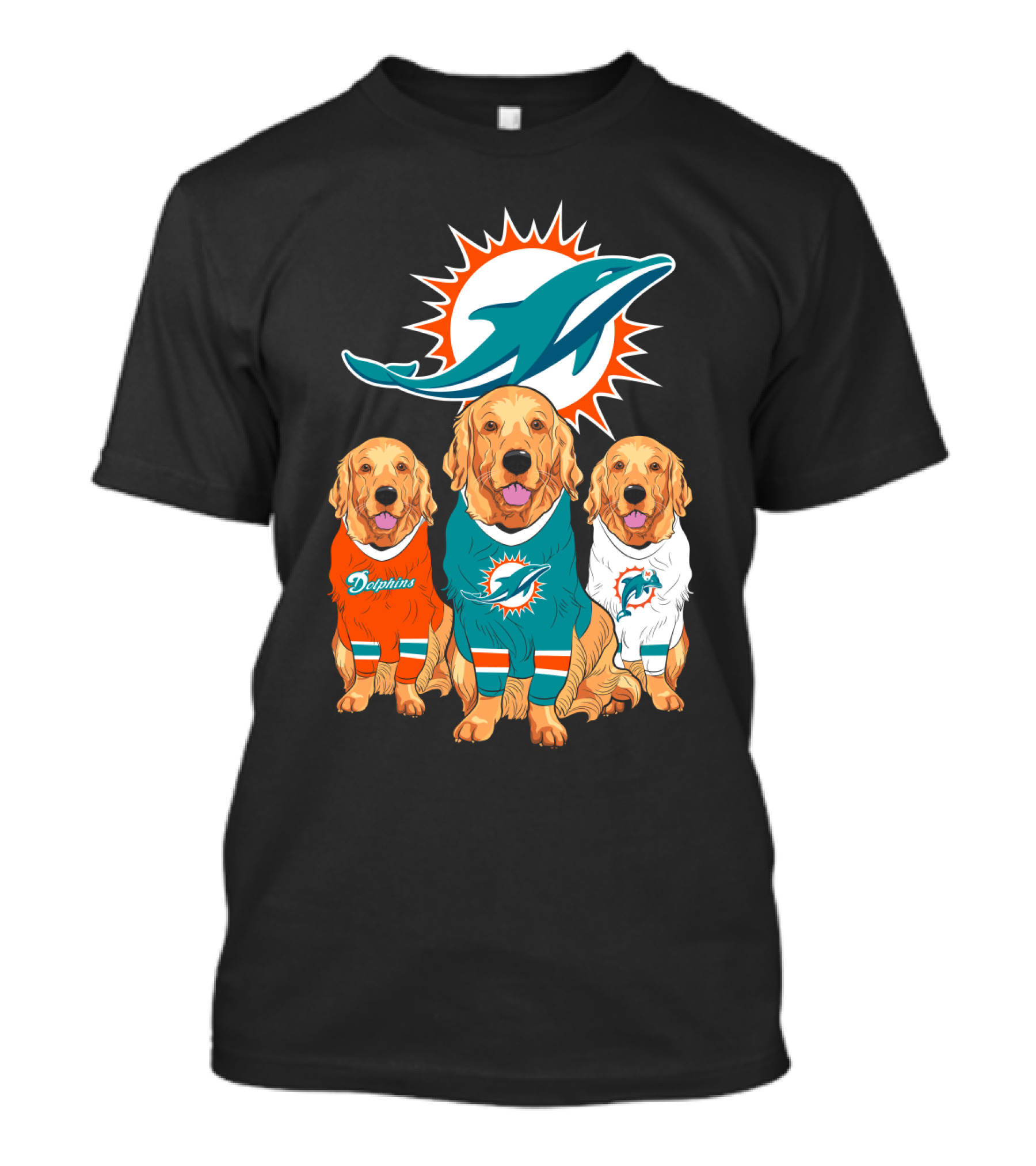 Miami Dolphins Golden Retrievers T-Shirt
