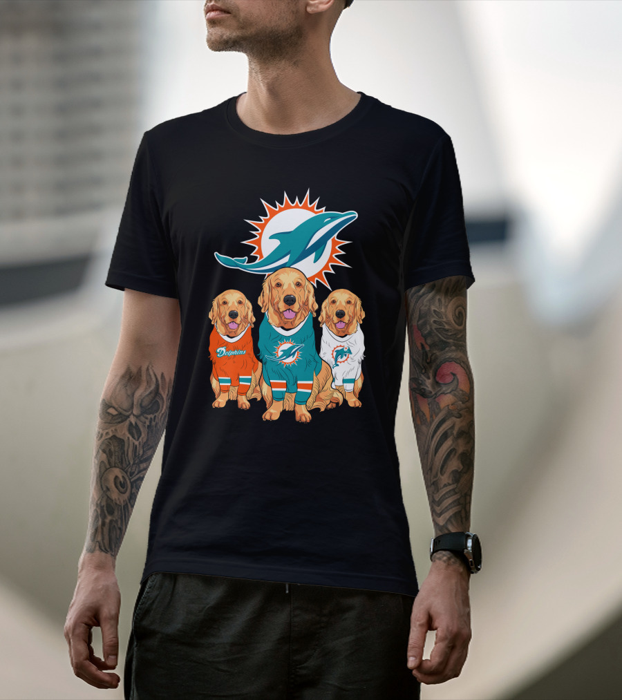 Miami Dolphins Golden Retrievers T-Shirt
