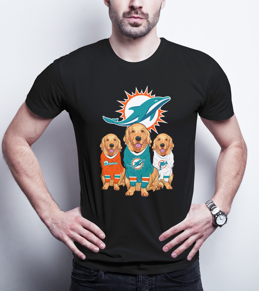 Miami Dolphins Golden Retrievers T-Shirt