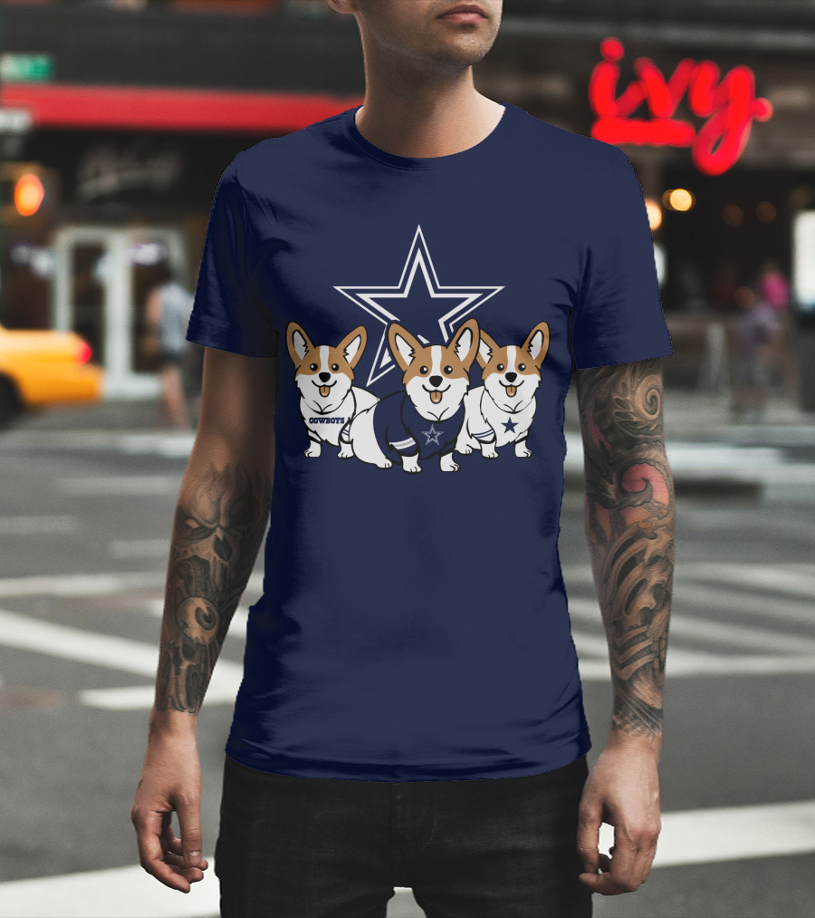Dallas Cowboys Corgi Trio T-Shirt