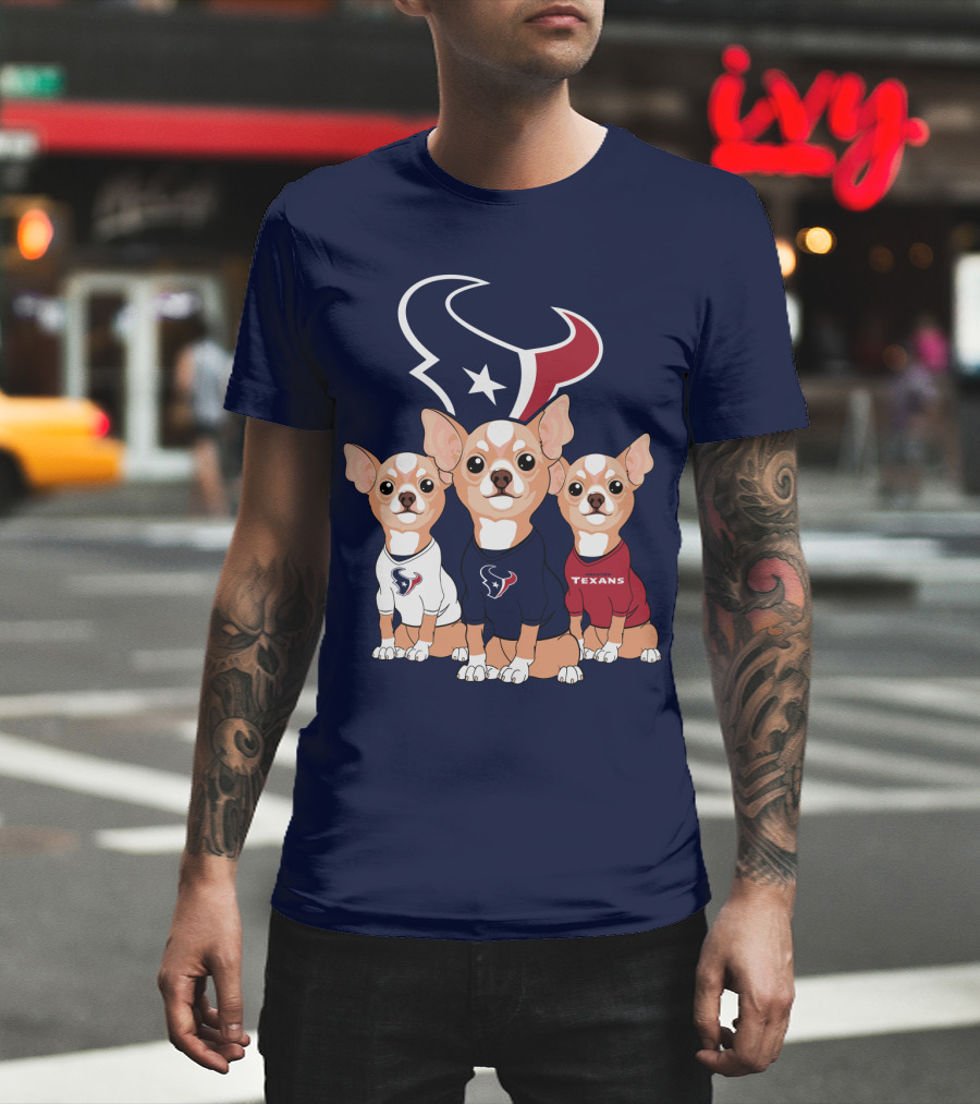 Houston Texans Chihuahua Trio Fan T-Shirt