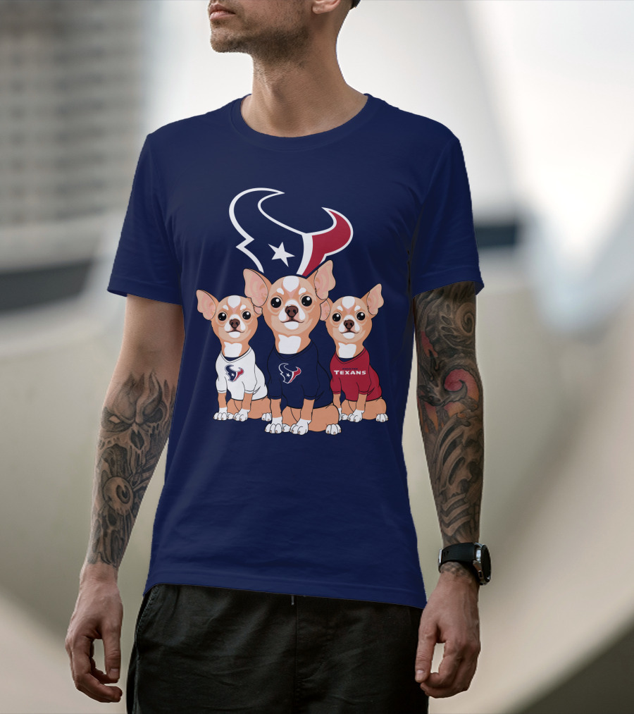 Houston Texans Chihuahua Trio Fan T-Shirt