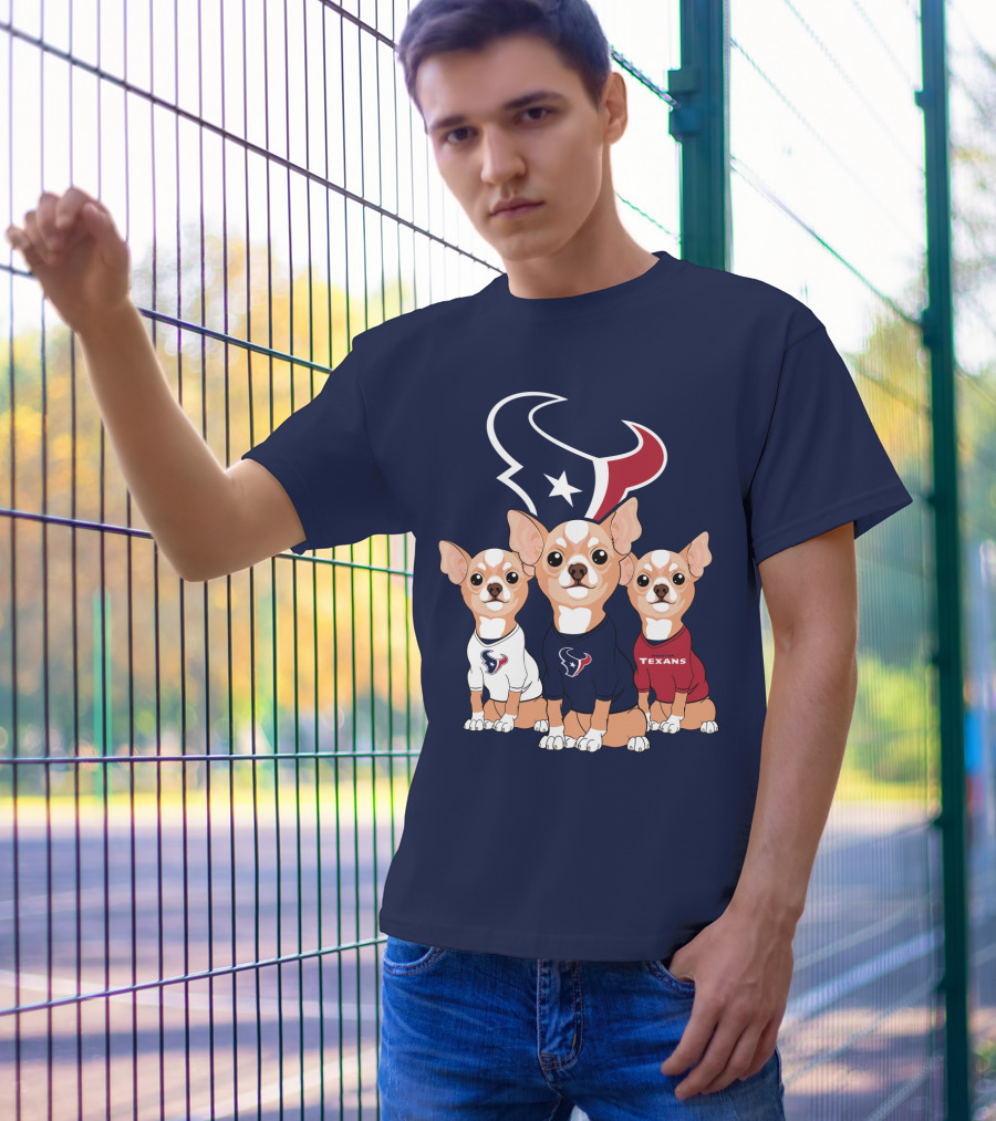 Houston Texans Chihuahua Trio Fan T-Shirt