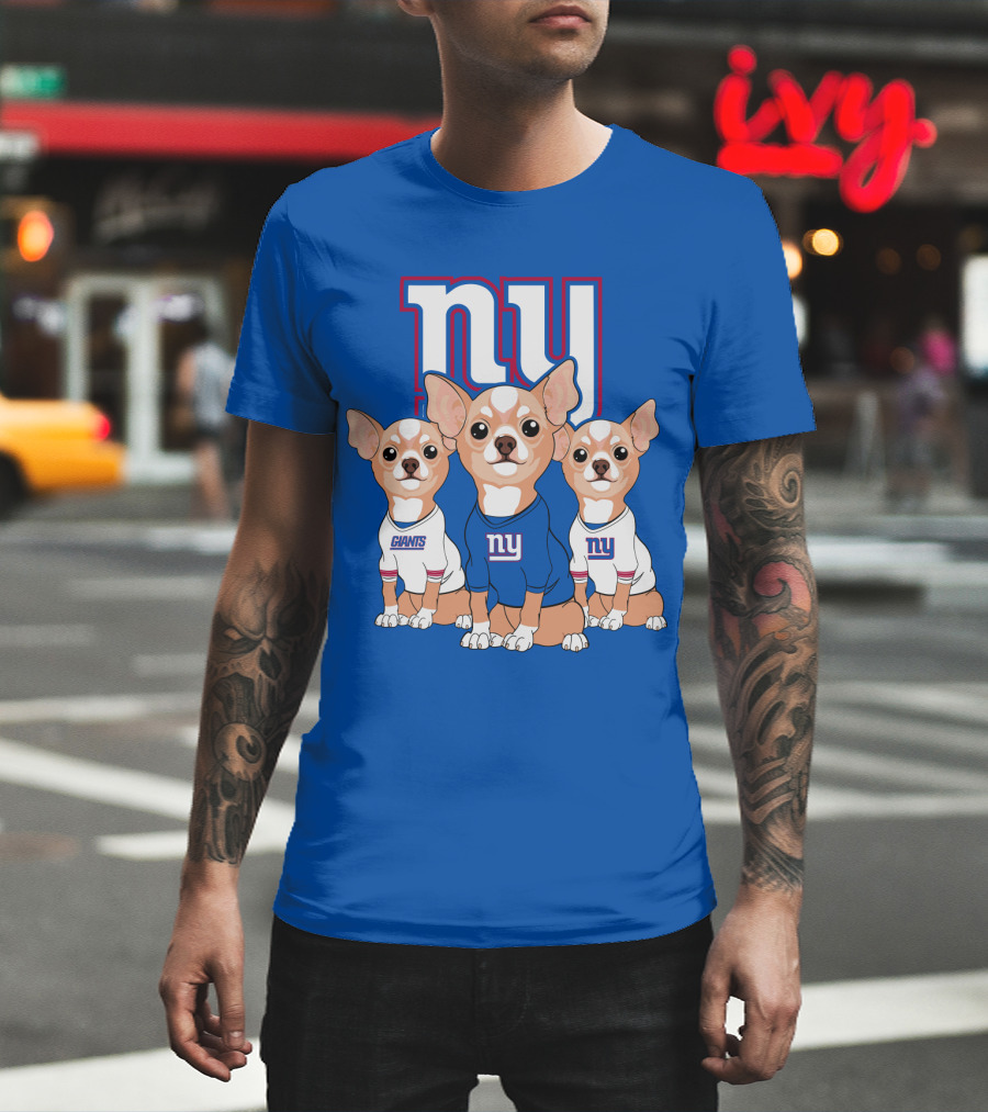 New York Giants Chihuahua Trio T-Shirt