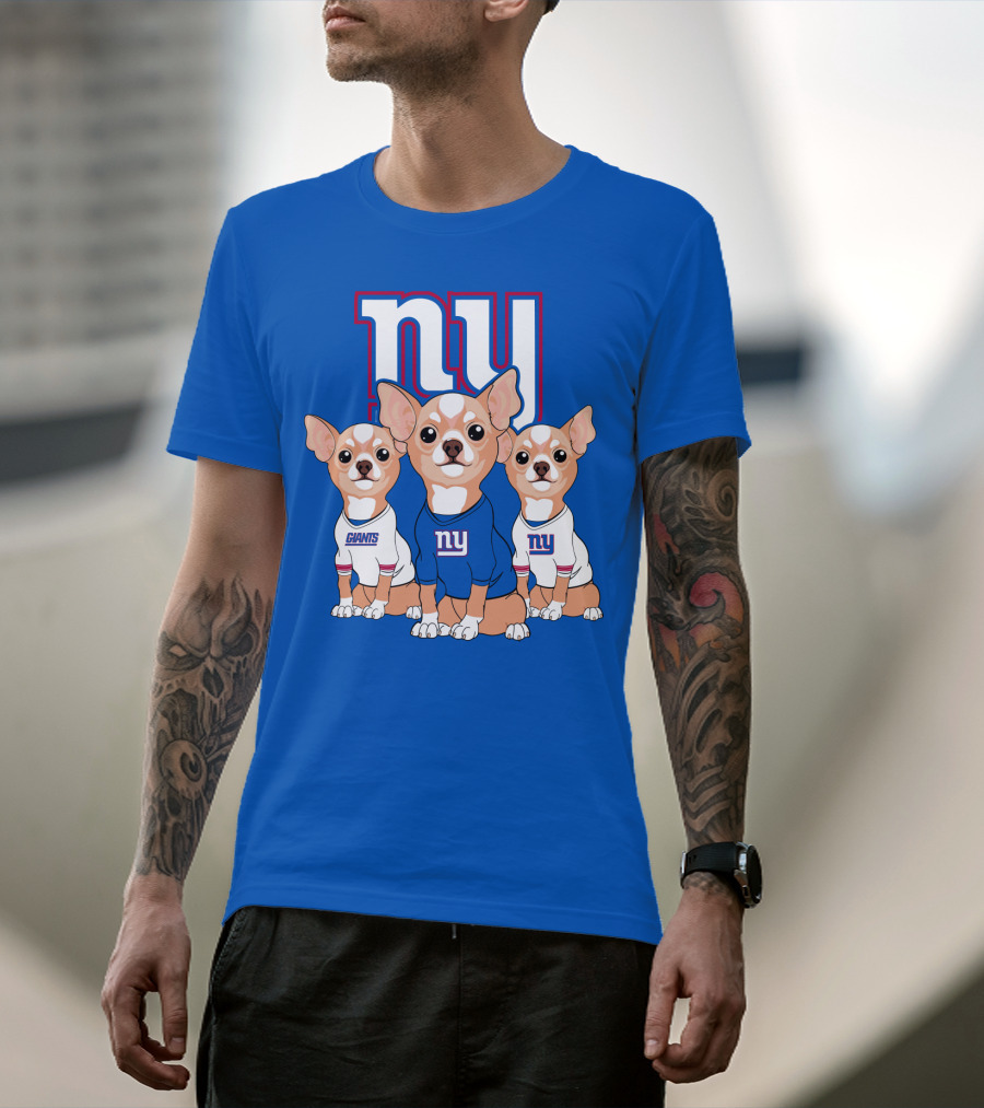 New York Giants Chihuahua Trio T-Shirt